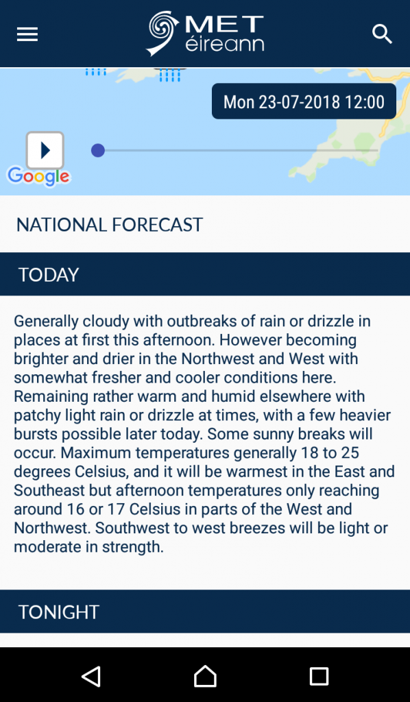 Website & App Help - Met Éireann - The Irish Meteorological Service