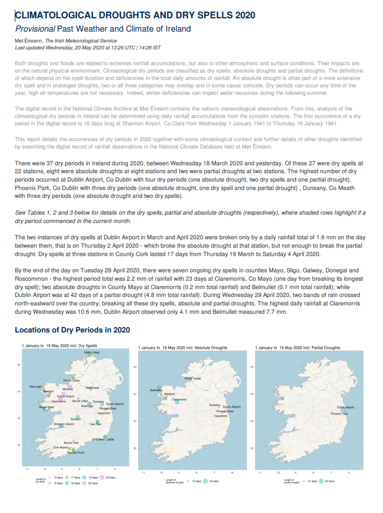 CLIMATOLOGICAL DROUGHTS AND DRY SPELLS 2020 - Met Éireann - The Irish ...